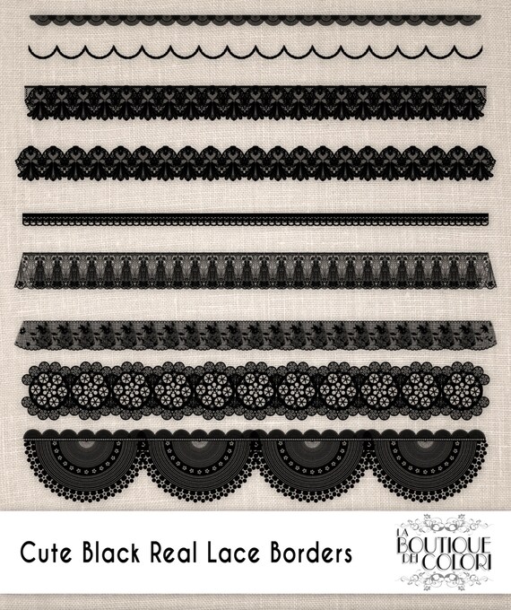 Cute Black Lace Borders Clip Art Pack Printable Instant Download for ...