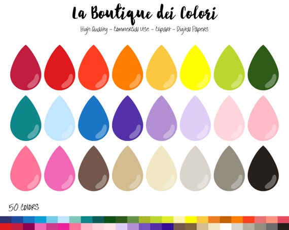 50 Rainbow Drop Clip art, Digital graphics PNG, Drops, Period Tracker ...