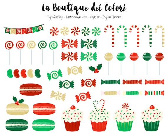 Christmas Candy Clipart, Cute Digital Graphics PNG, xmas sweets ...