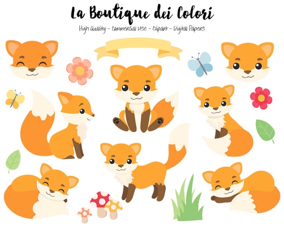 Fox Clipart, Cute Digital Graphics PNG, Foxes, Autumn, Forest, Woodland ...