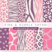 Pink and Purple Animal prints digital paper. Safari Scrapbook. | Etsy