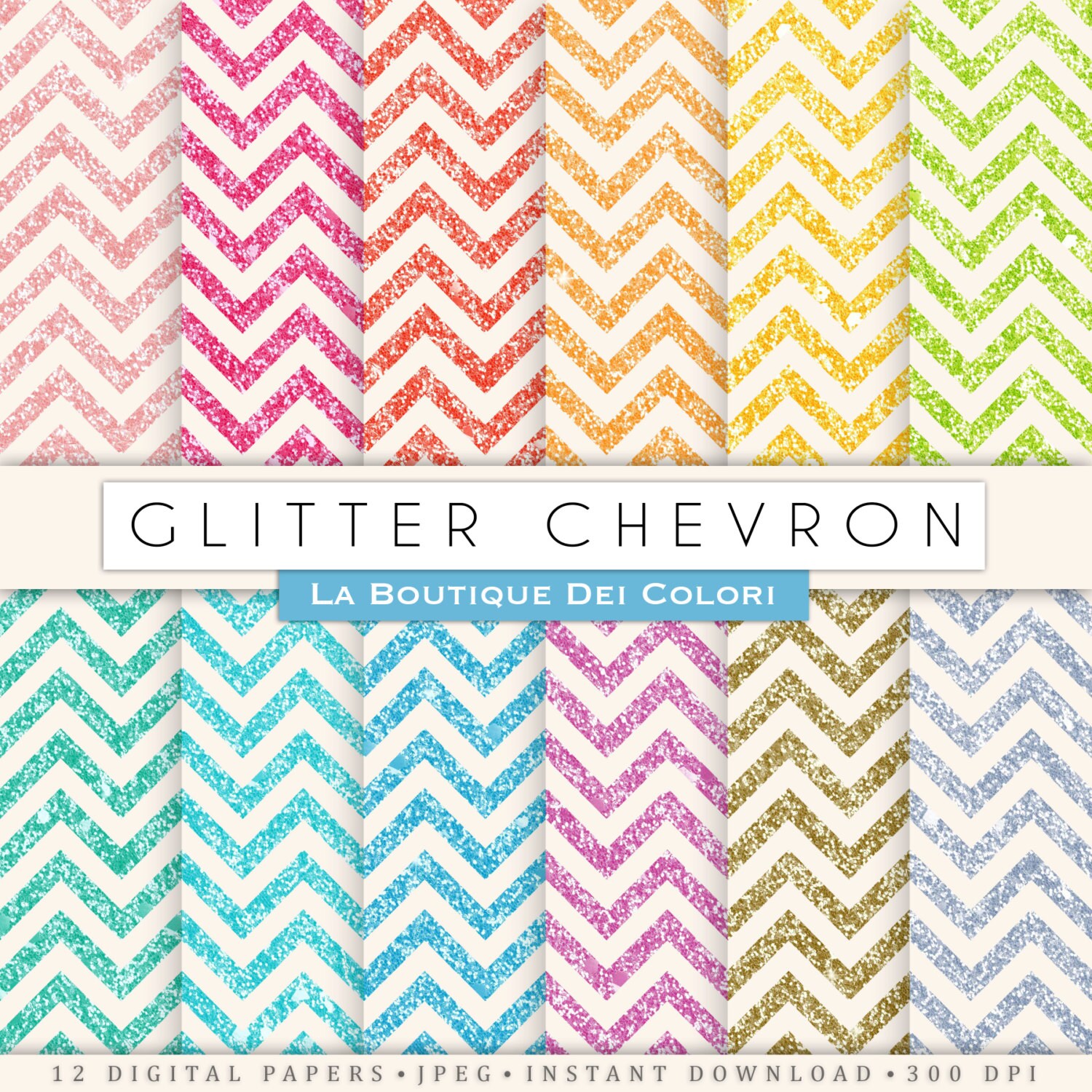 Green Glitter Chevron