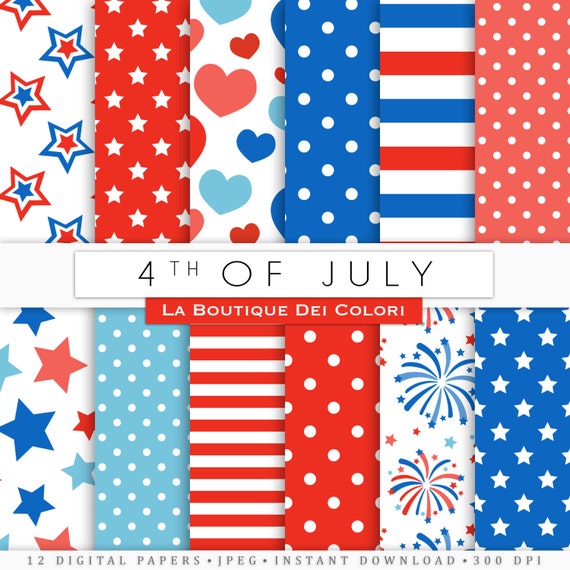 4th of July digital paper. Cute digital paper pack of American ...
