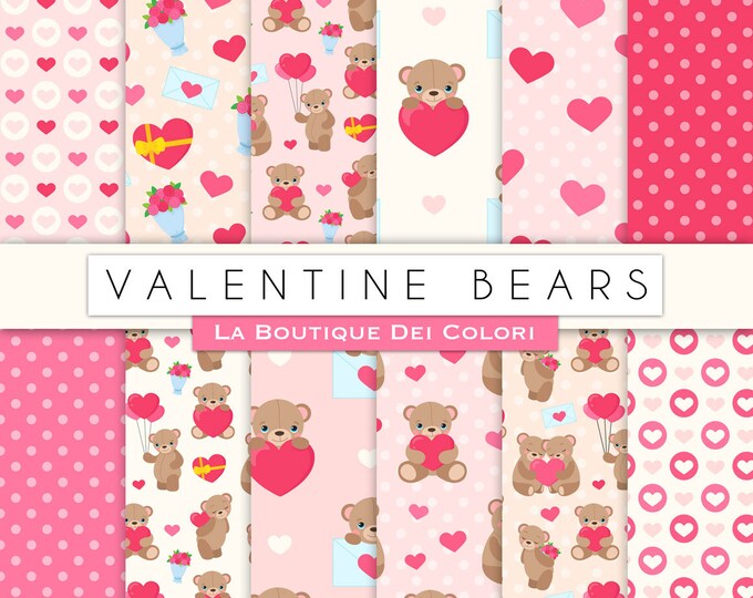 Valentine's Day Digital Paper. Red and Pink Scrapbooking Papers ...