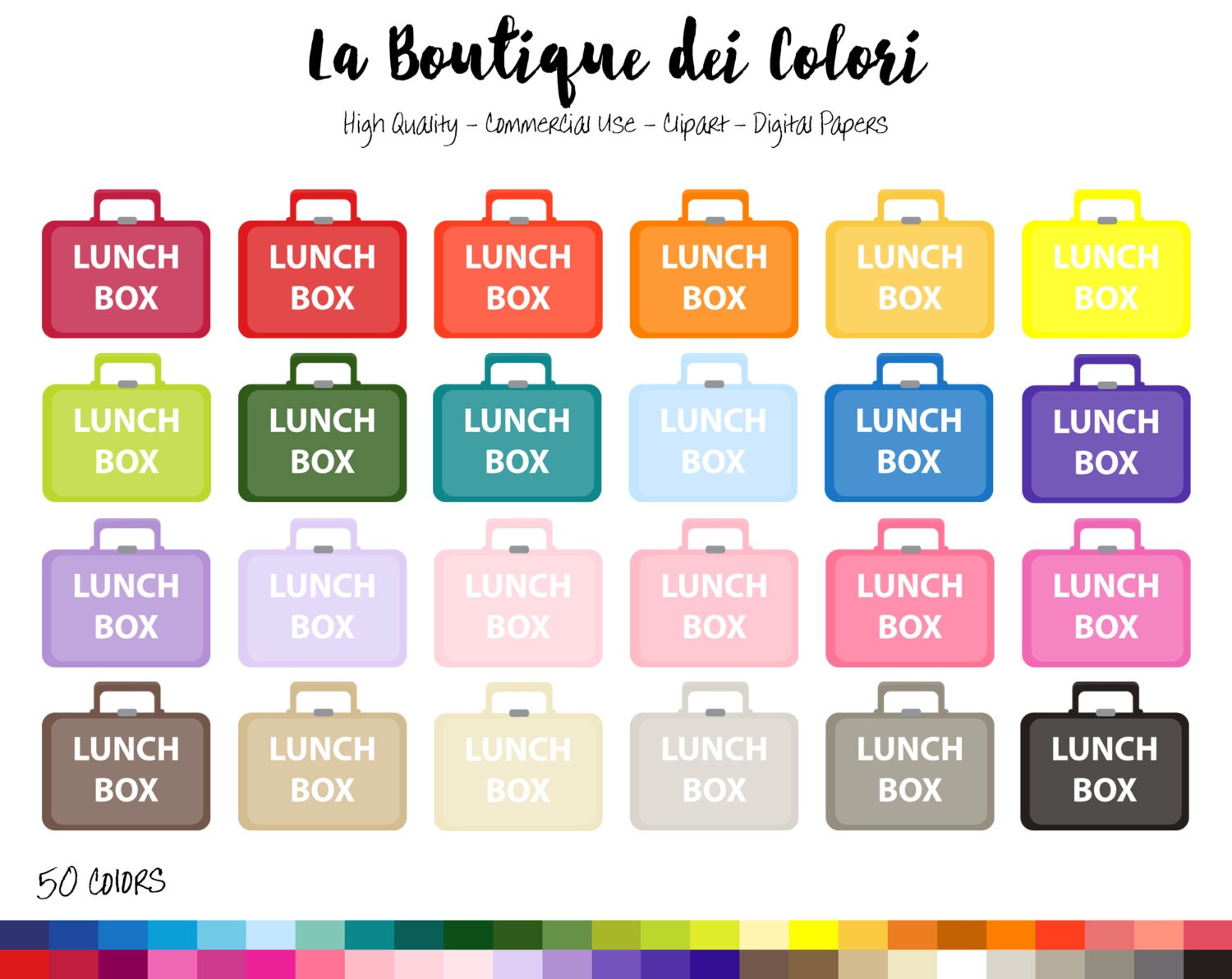 50 Lunch Box Clipart Digital illustrations PNG School | Etsy