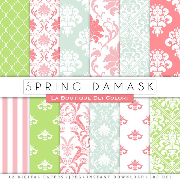 Damask Digital Paper - Etsy