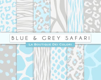 Yellow and Gray Animal Prints Digital Paper. Safari Scrapbook. | Etsy