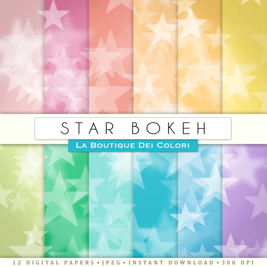 Colorful Stars Bokeh Digital Paper. Star Digital Papers: Bokeh - Etsy