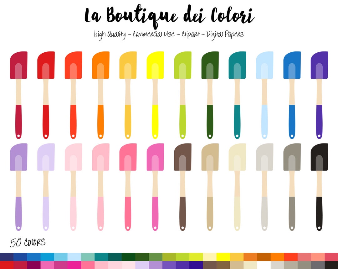 50 Rainbow Spatula Clip Art, Graphics PNG, Colorful Cooking Utensil ...