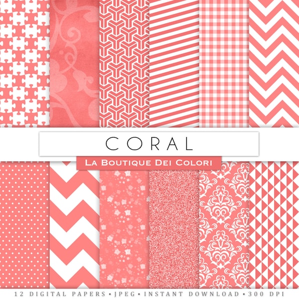 Coral Digital Paper - Etsy