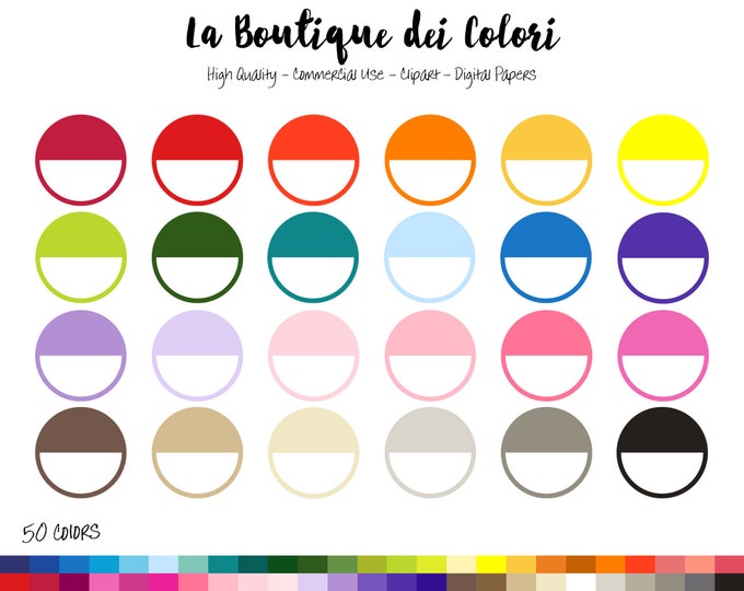 50 Rainbow Half Circle Clip Art, Banners Digital Illustrations PNG ...