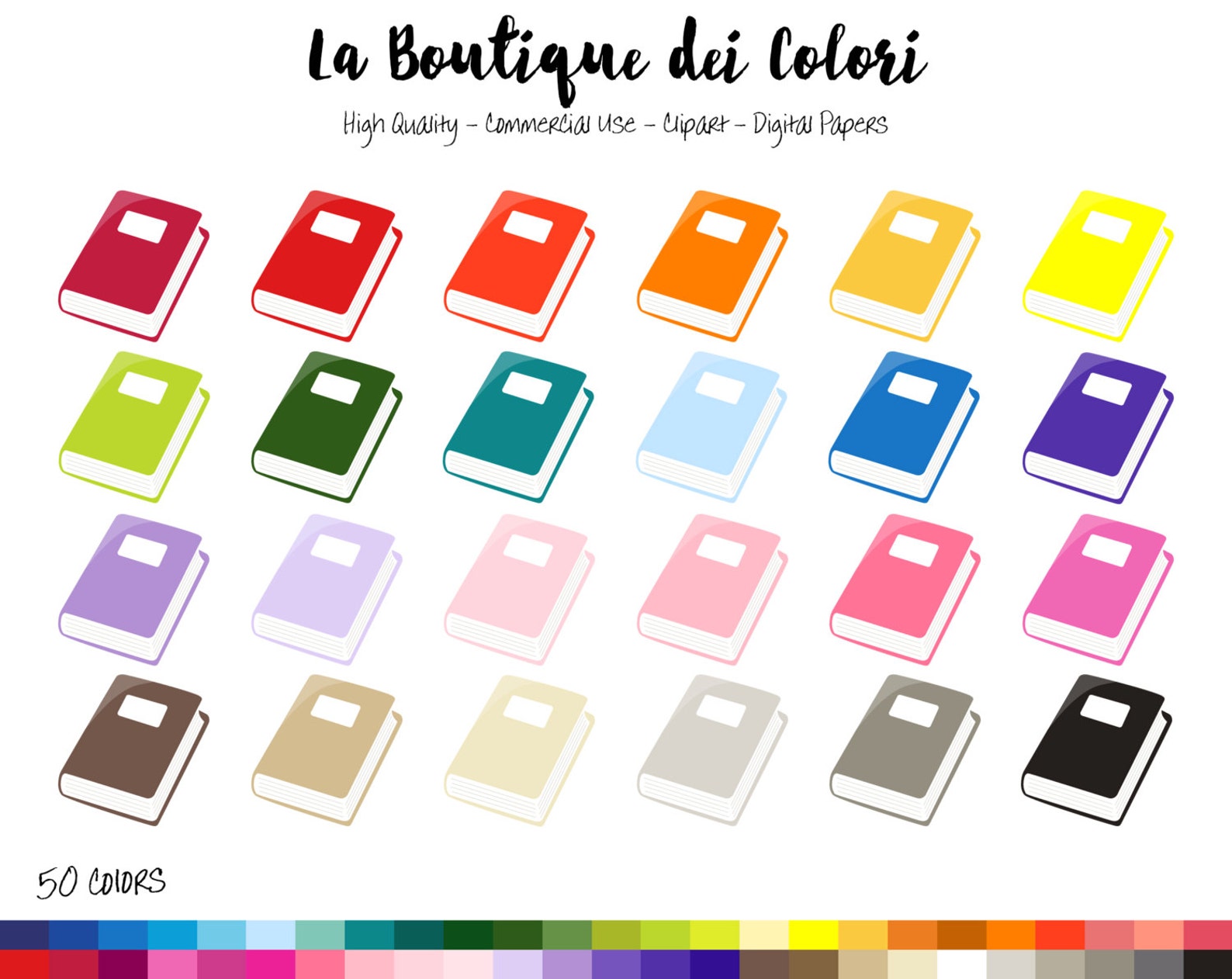 50 Rainbow Book Clip Art Cute Digital Illustrations PNG | Etsy