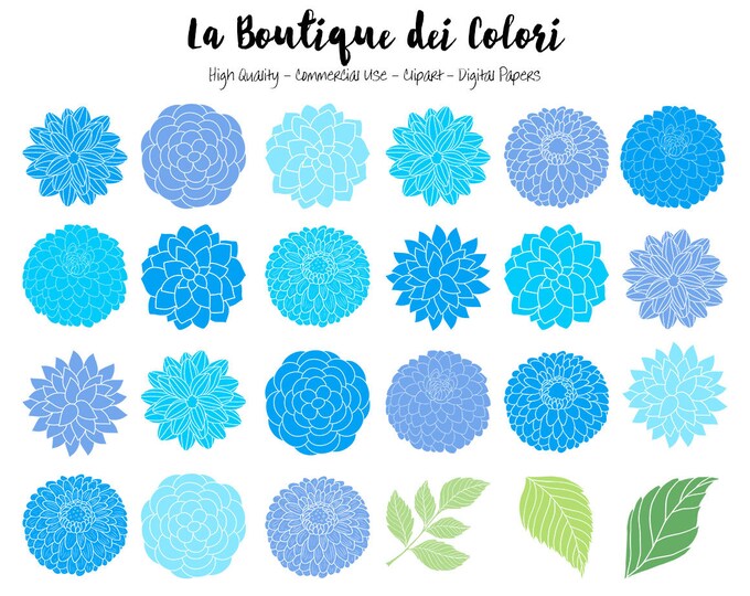 Bright Blue Dahlia Flower Clipart, Cute Wedding Graphics PNG, Mother's ...