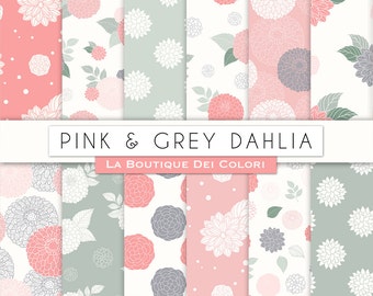 Yellow and Gray Dahlias Digital Paper Peonies Flowers | Etsy