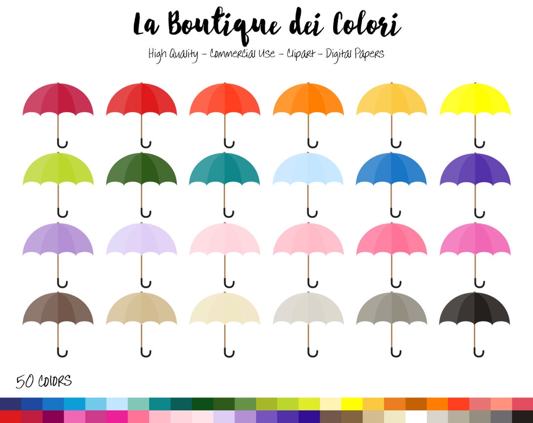 50 Rainbow Umbrella Clip Art, Colorful Digital Illustrations PNG, Rain ...