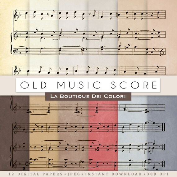24 Music sheet digital paper, Vintage background, music score, old ...