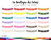 50 Rainbow Stitched Ribbon Banner Clipart, Banners Digital ...