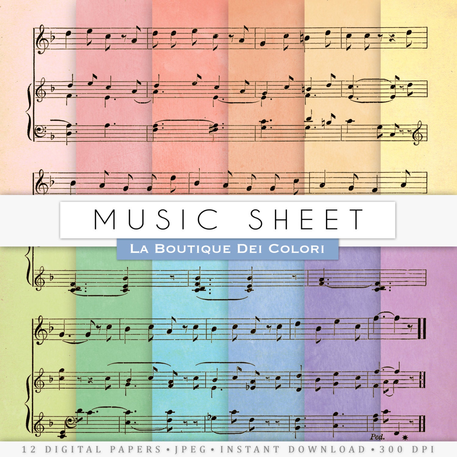 24 Music Sheet Digital Paper Vintage Background Music Score - Etsy