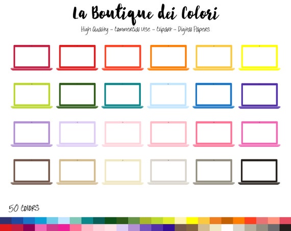50 Rainbow Laptop Clip art, Digital illustrations PNG, Cute mac book ...