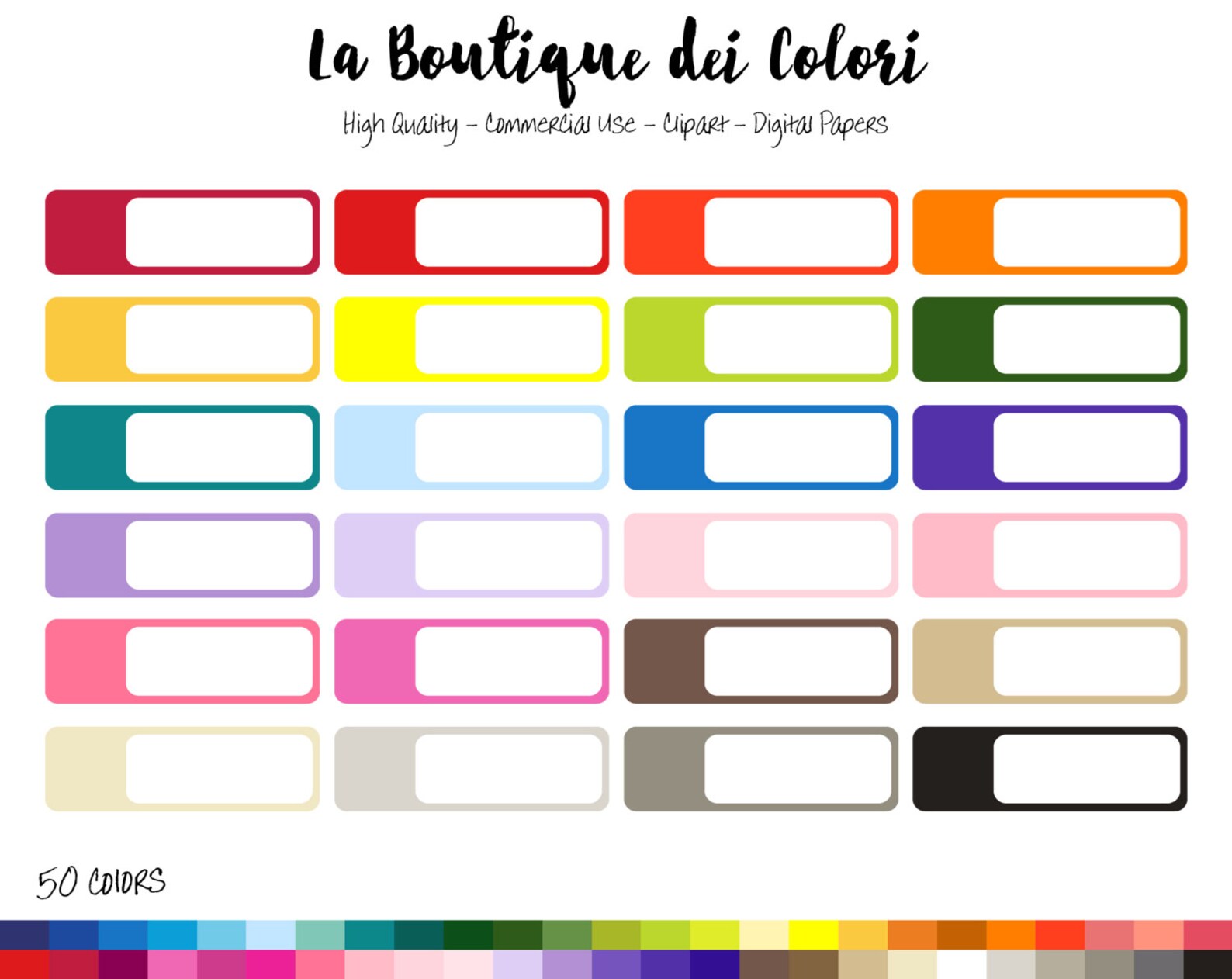 50 Rainbow Rectangle Side Frame Clip Art Banners Digital - Etsy