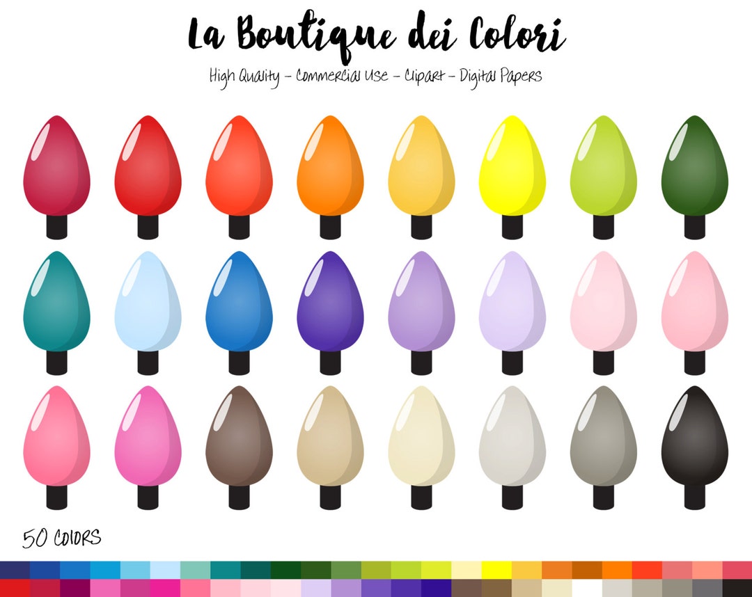 50 Christmas Lights Clip Art, Cute Digital Illustrations PNG, Xmas Tree ...