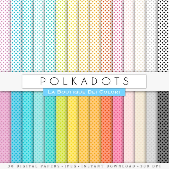Scrapbook Small polka dots Digital Paper, all colorrs polka dots ...