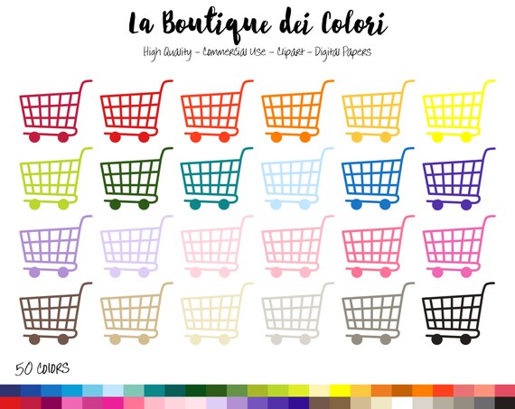 50 Rainbow Shopping Cart Clip art, Cute Digital illustrations PNG ...