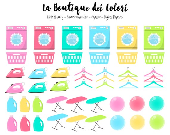 Laundry Clipart, Cute Digital Graphics PNG, Washing up, house chores ...