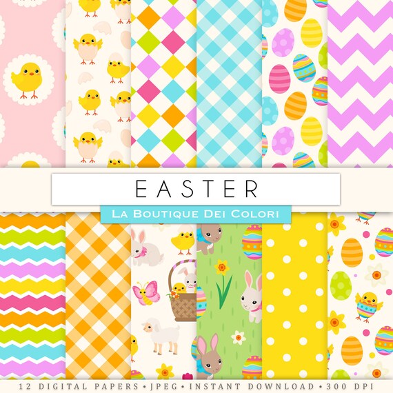 Easter Digital Paper, Spring seamless patterns, Scrapbook, Easter Egg ...