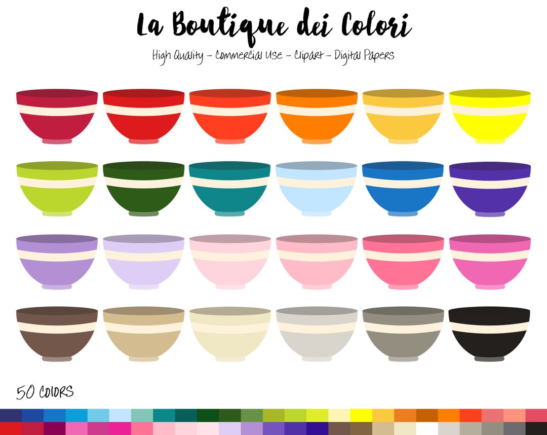 50 Rainbow Bowl Clip Art, Graphics PNG, Colorful Kitchen, Cute Dishes ...