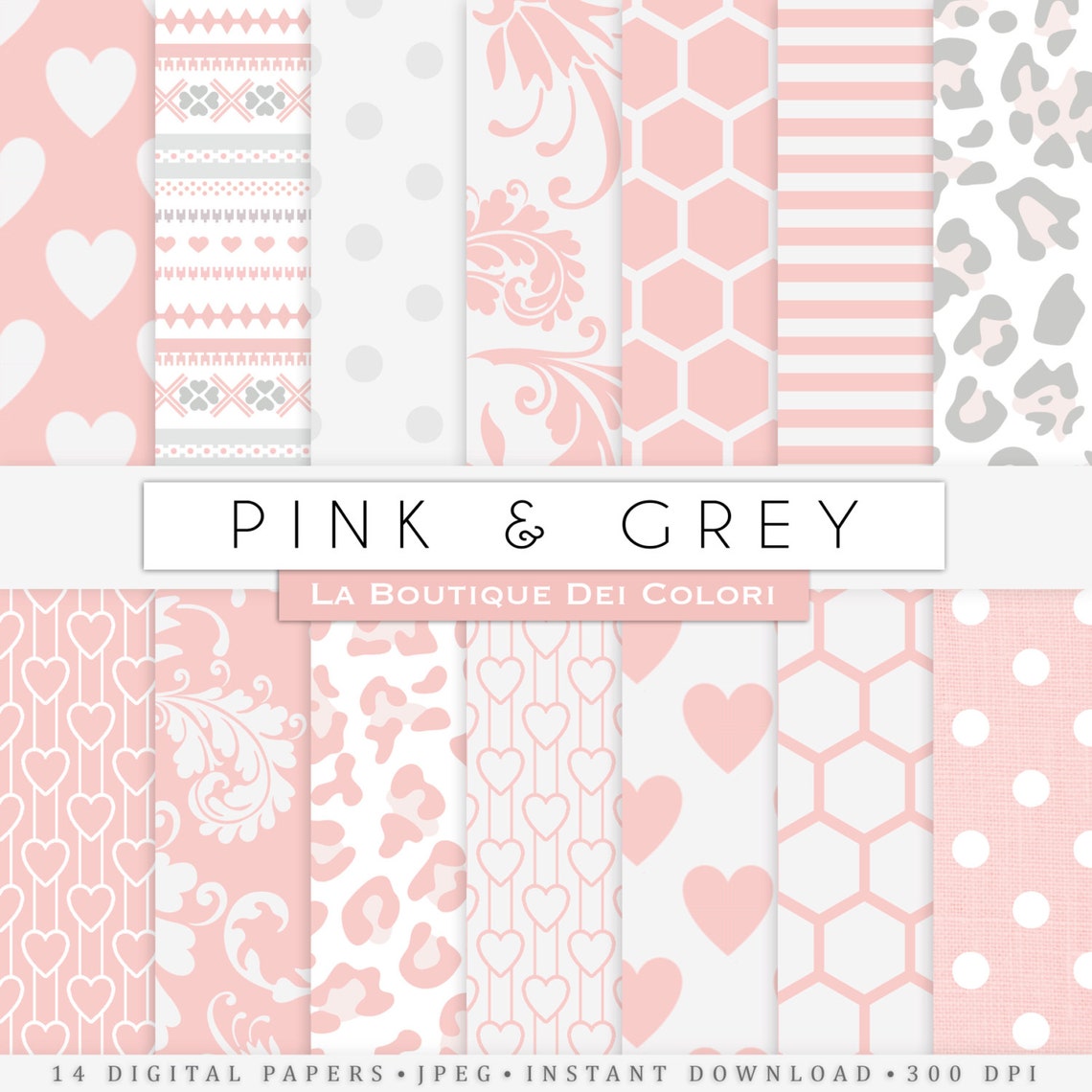 Pink and Gray Digital Paper. Pink Digital Paper Pack of Pink - Etsy