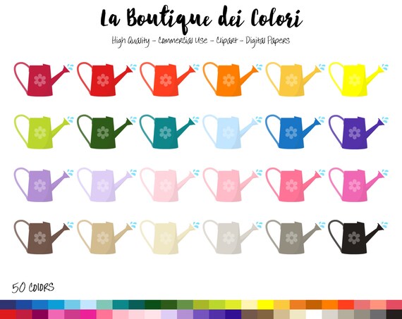 50 Rainbow Watering can Clipart, Gardening Digital illustrations PNG ...
