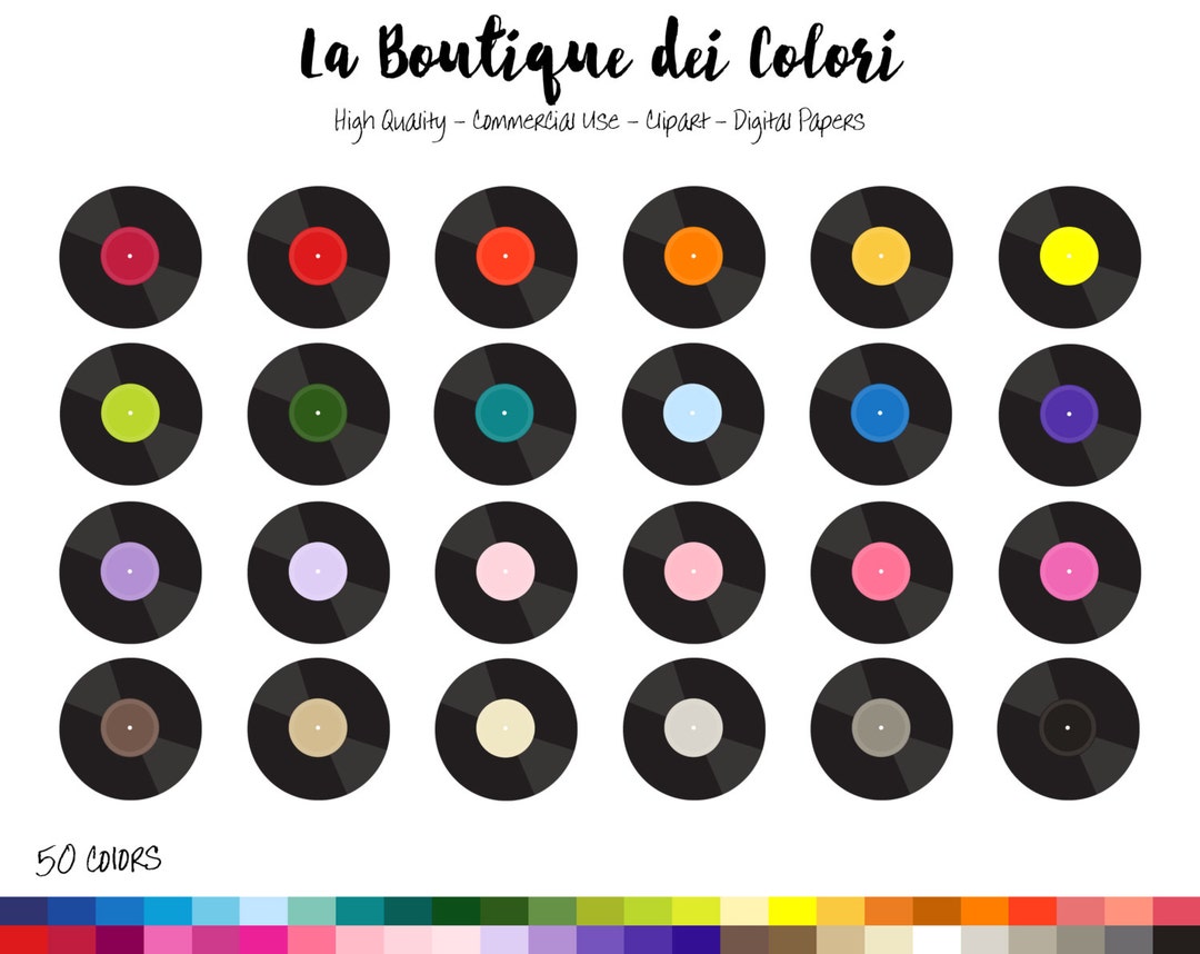 50 Rainbow Music Record Clip Art Digital Illustrations PNG - Etsy