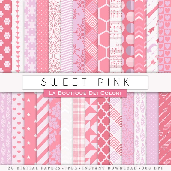 Sweet Pink Digital Paper Pack. Digital Scrapbook Pink paper patterns ...