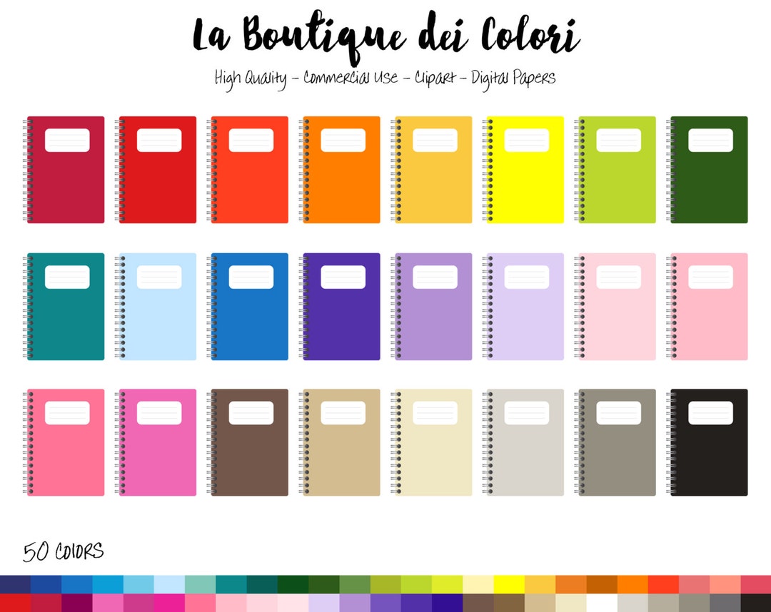 50 Notebook Paper Clipart, Digital Illustrations PNG, Notepad Clip Art ...