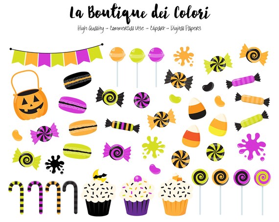 Halloween Candy Clipart, Cute Digital Graphics PNG, Spooky trick or ...