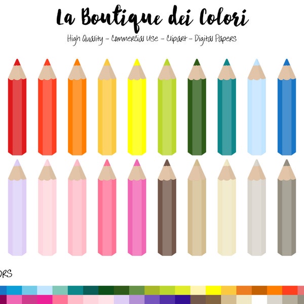 Colored Pencil Clip Art - Etsy