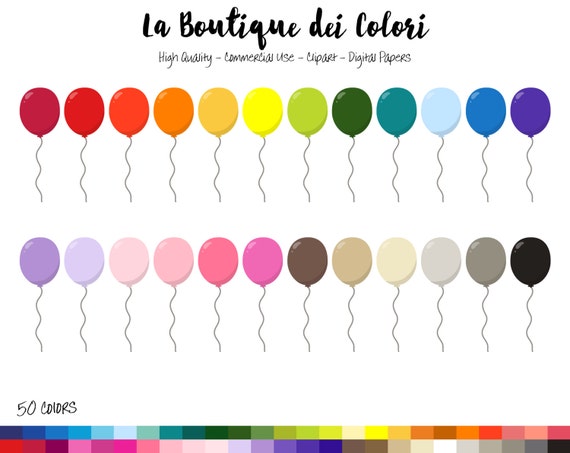 50 Rainbow Party Balloon Clipart, Cute Birthday Digital illustrations ...