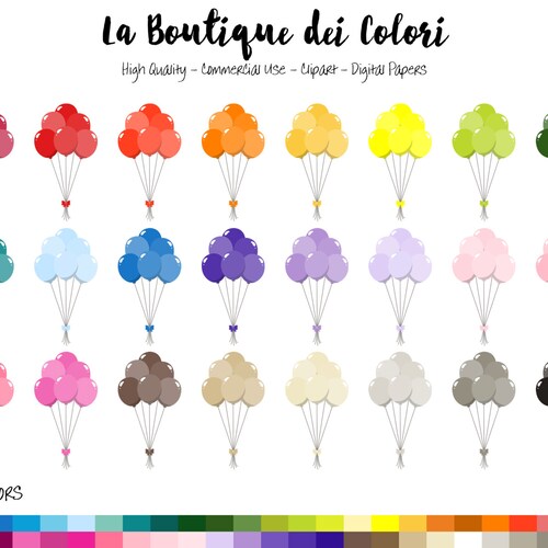 Rainbow Balloons Clipart Set Balloons Clip Art Party - Etsy