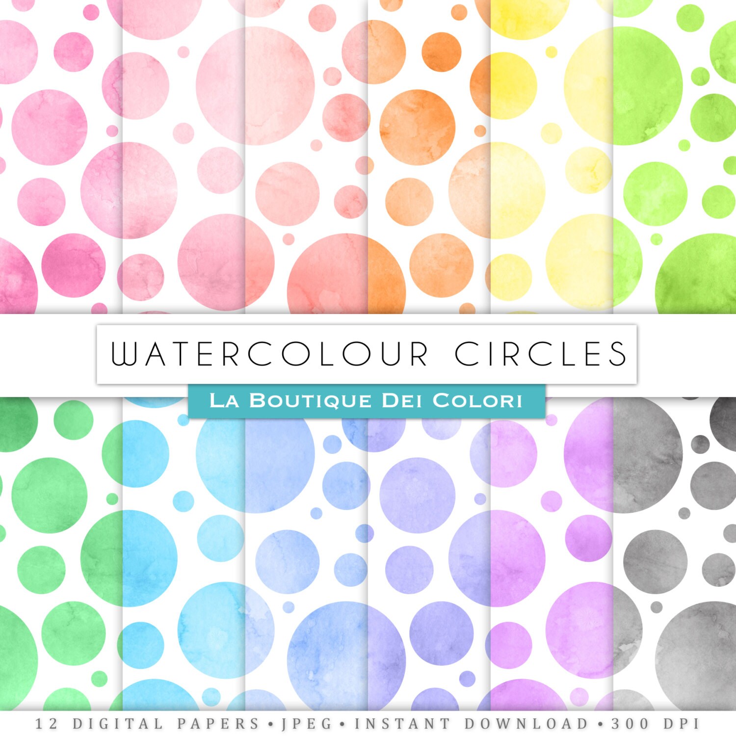 Bokeh Watercolor Circles Digital Paper Dotted Patterns | Etsy