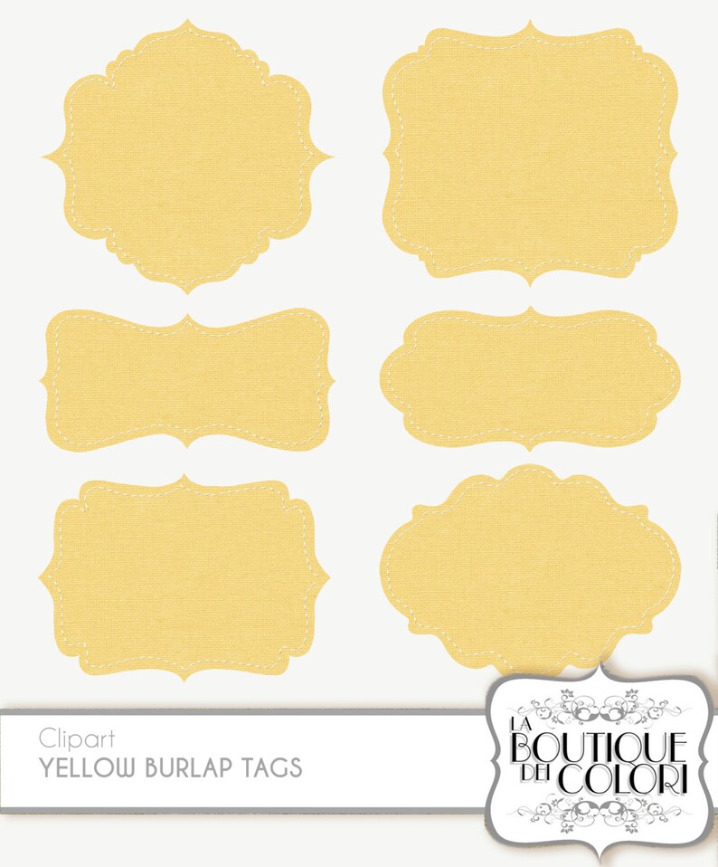 Clip Art Yellow Burlap Frames Labels Tags Digital Frames | Etsy