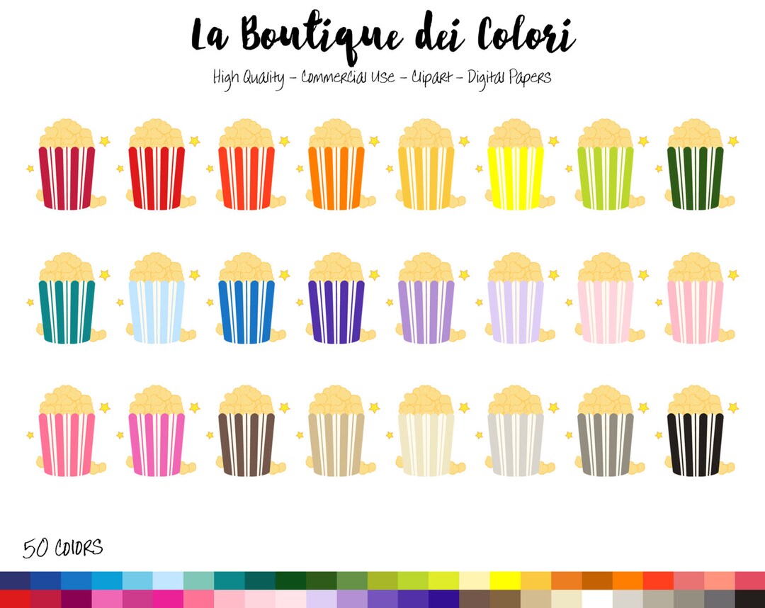 50 Rainbow Popcorn Clipart Cute Digital Illustrations PNG - Etsy UK