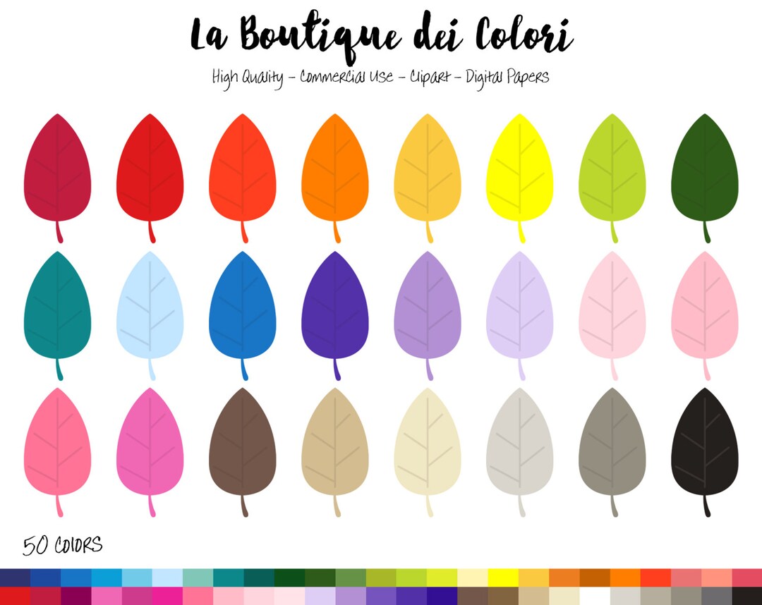 50 Rainbow Leaf Clipart Cute Nature Digital Illustrations - Etsy
