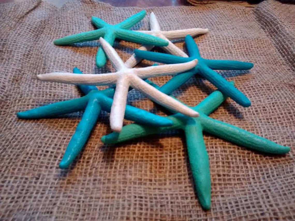 Nine Turquoise-aqua-white Starfish Set Beach Weddings/beach | Etsy