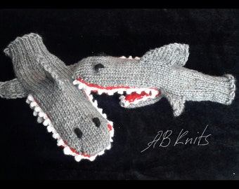 Hand knit gray SHARK SOCKS | Etsy