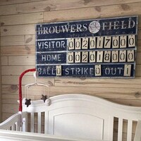 Personalized Baseball Scoreboard Family Name Sign, Game Room Wall Decor ...