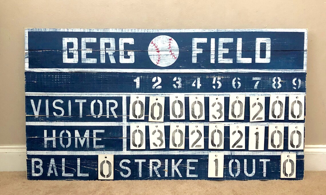 Custom Rustic Baseball Vintage Sports Scoreboard | Etsy