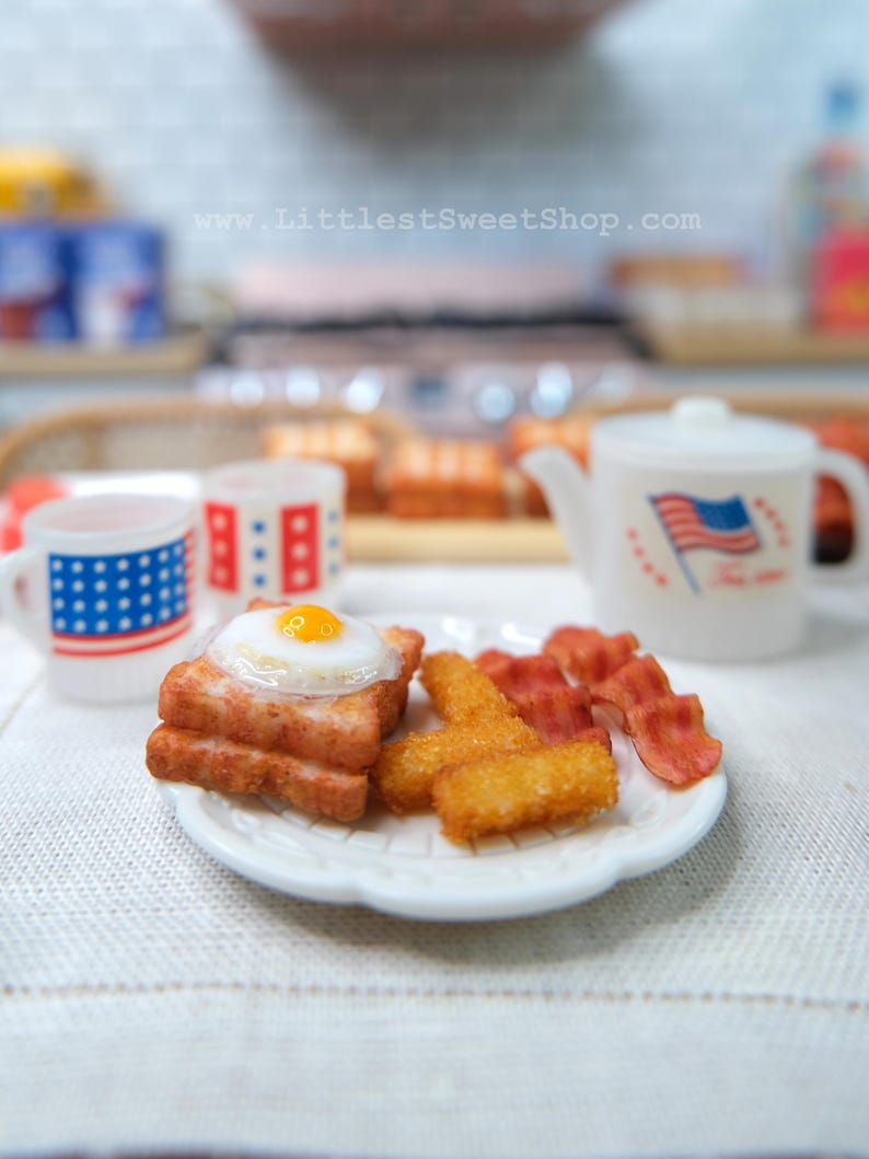 Miniature Breakfast Toast Bacon Eggs for 1:6 Scale Dolls Food. Handmade ...