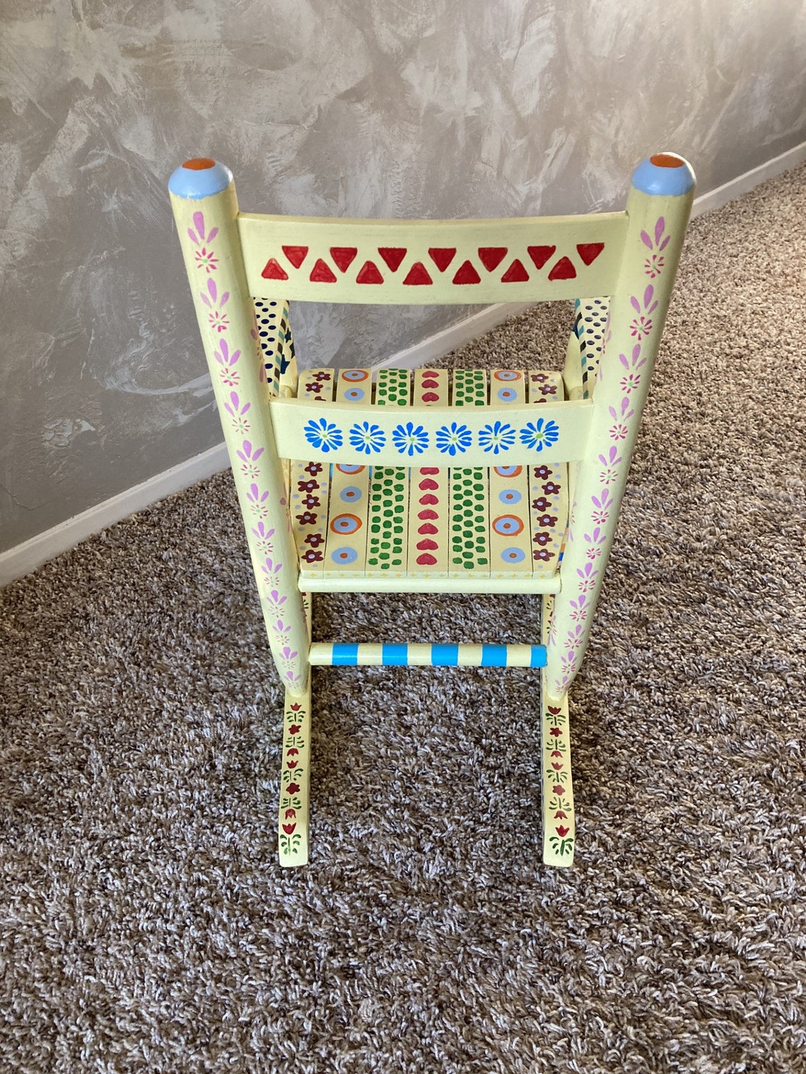 Hand Painted Child's Solid Wood Rocker - Etsy