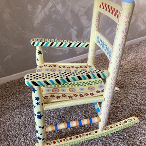 Hand Painted Child's Solid Wood Rocker - Etsy